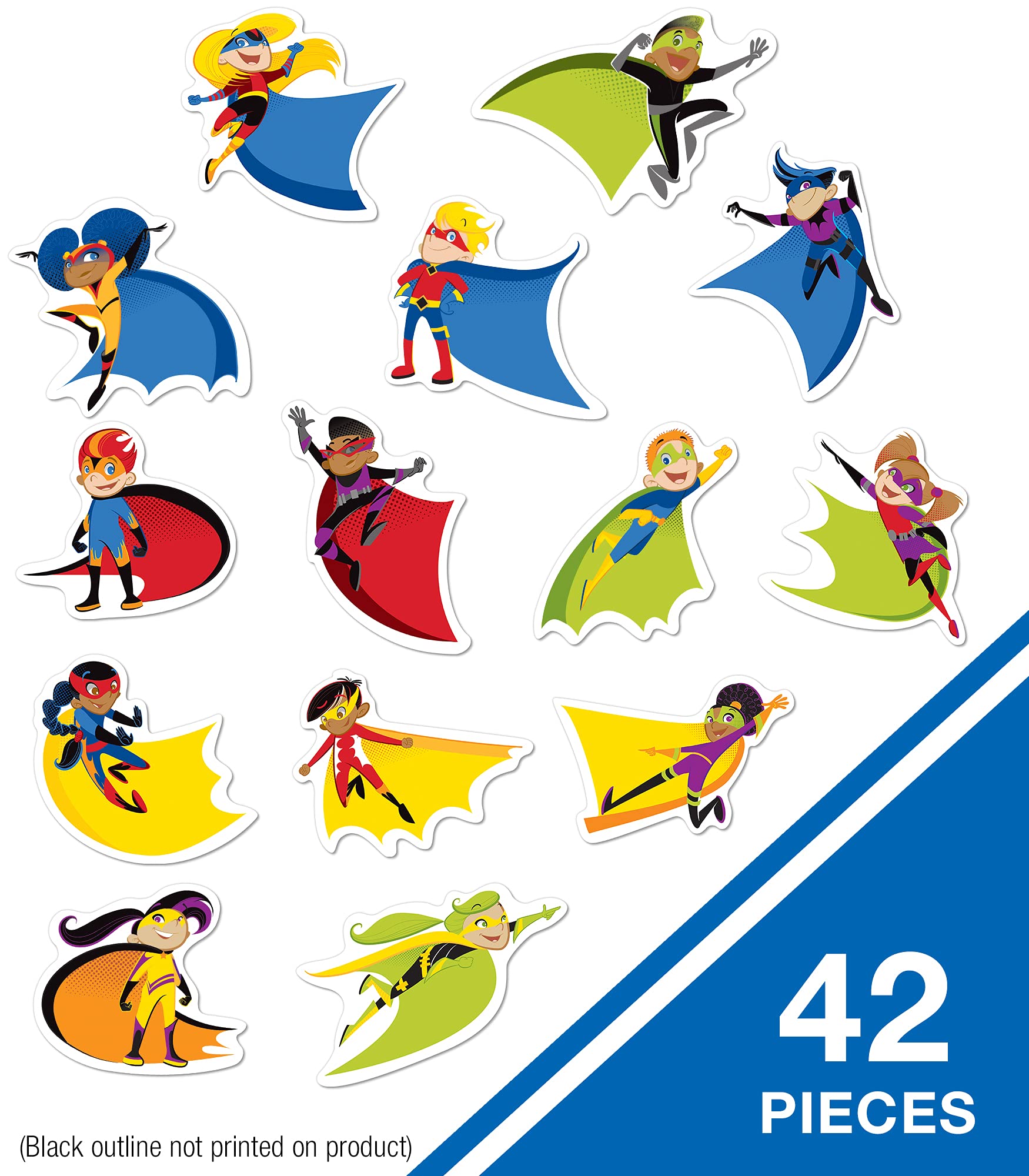Carson Dellosa 42 Piece Superhero Kid Bulletin Board Cutouts, Super Hero Classroom Cutouts for Superhero Party Decorations and Room Décor, Comic Boards, Classroom Labels, and Classroom Décor