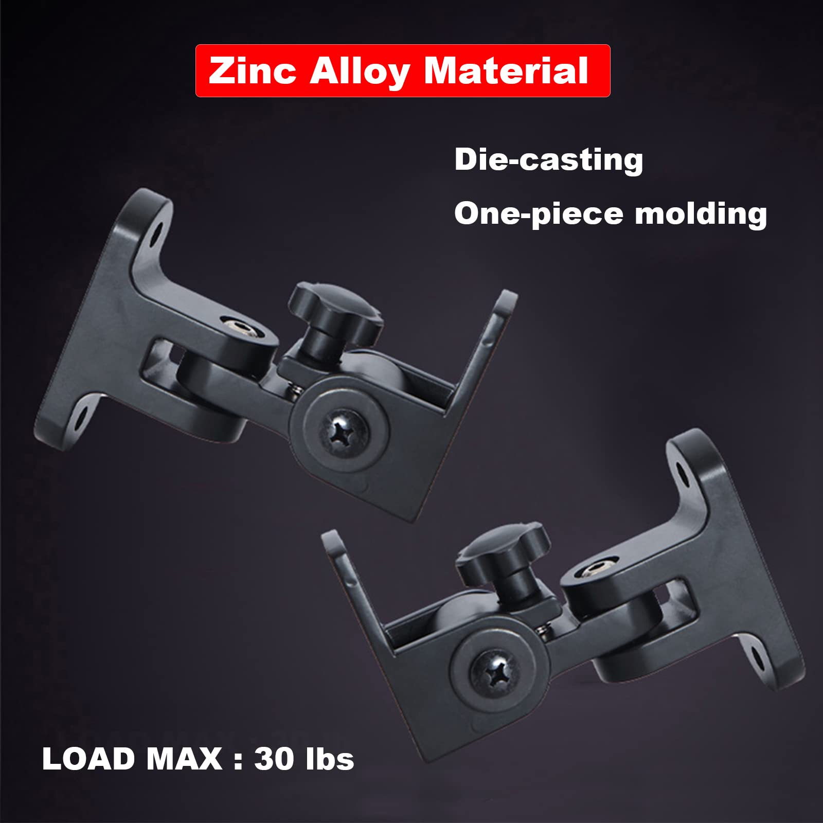 BS-218pro Universal Speaker Wall Mount for Small Speakers ,Vertical 120°, Horizontal 180°Adjustment,Hold up to 30lbs,Compatible with Bose, JBL, KEF, Klipsch, Sony & Others(2 Packs Black)