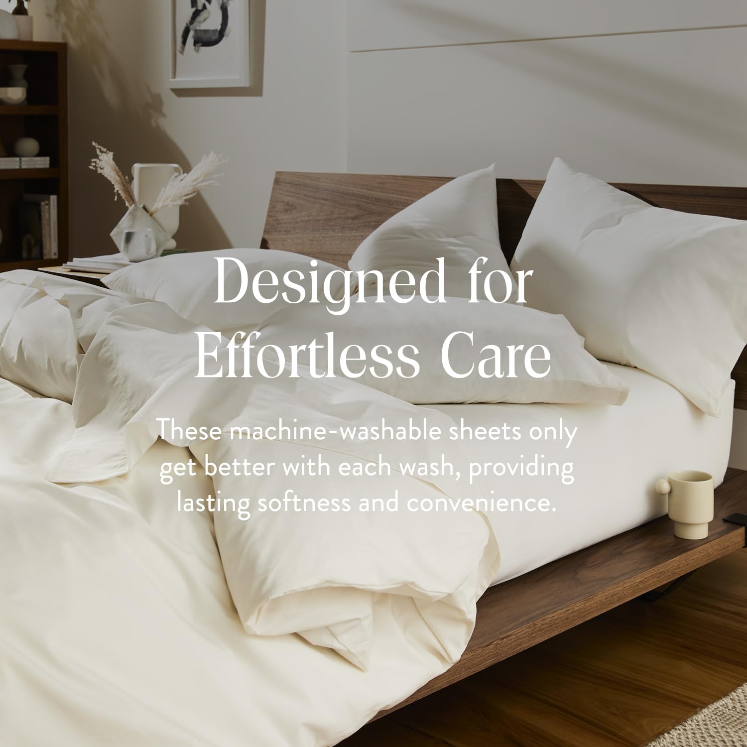 Brooklinen Luxury Sateen 4 Piece California King Size Sheets Set in Cream - 100% Cotton Sateen Sheets - 1 Fitted Sheet, 1 Flat Sheet, 2 Pillowcases - Best Luxury Sheets