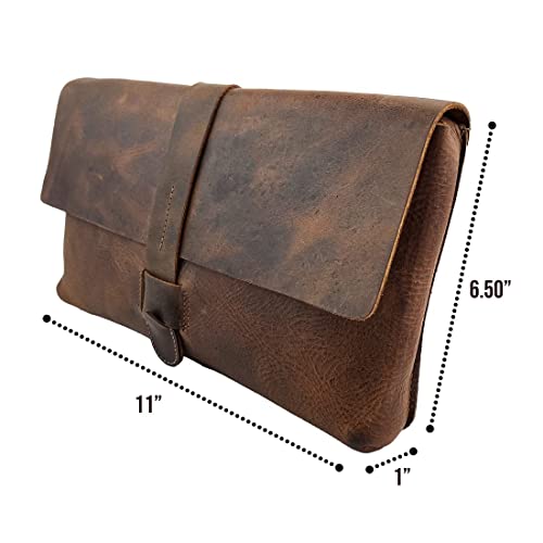 Hide & Drink, Leather Clutch Bag/Handbag/Accessory Organizer/Phone Bag/Case, Handmade Includes 101 Year Warranty :: Bourbon Brown