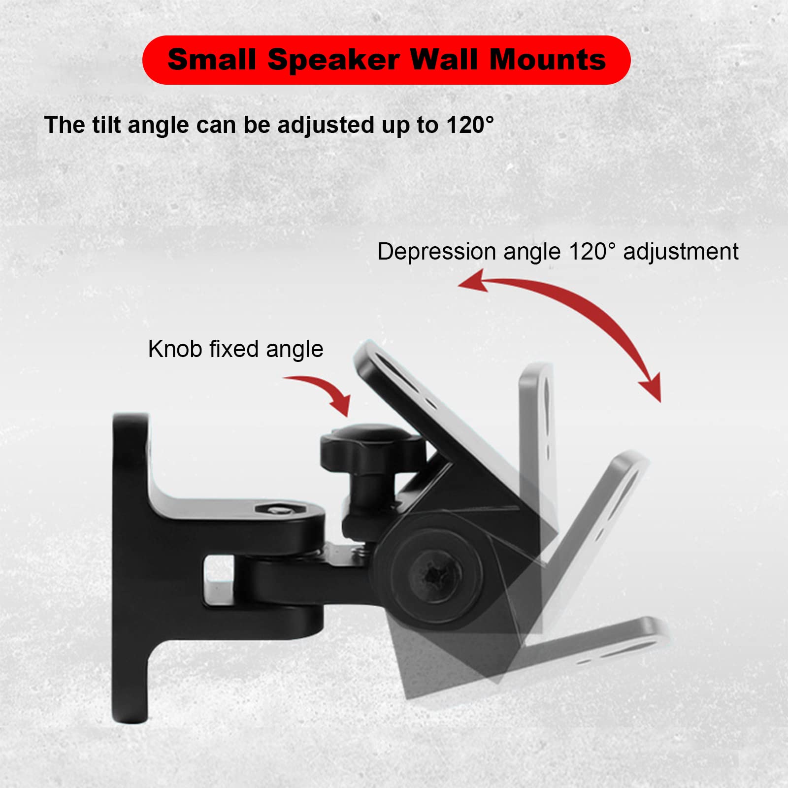 BS-218pro Universal Speaker Wall Mount for Small Speakers ,Vertical 120°, Horizontal 180°Adjustment,Hold up to 30lbs,Compatible with Bose, JBL, KEF, Klipsch, Sony & Others(2 Packs Black)