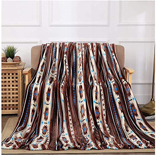 All American Collection Super Soft Ultra Comfort Plush Microfiber Solid Throw Blanket for Couch Home Bedroom Living Room (50 x 60, Beverly Coffee Southwest)