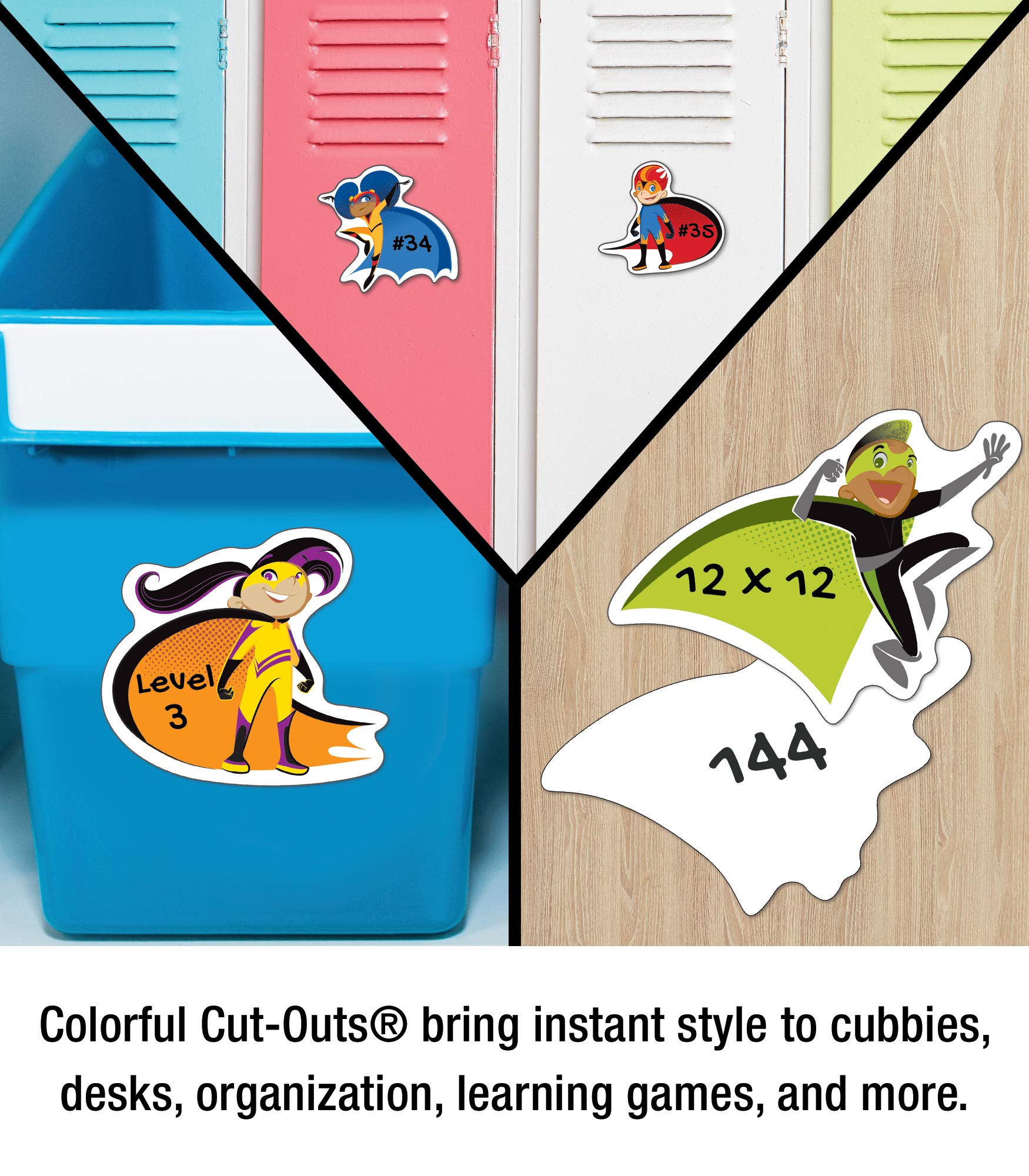 Carson Dellosa 42 Piece Superhero Kid Bulletin Board Cutouts, Super Hero Classroom Cutouts for Superhero Party Decorations and Room Décor, Comic Boards, Classroom Labels, and Classroom Décor