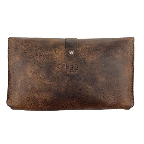 Hide & Drink, Leather Clutch Bag/Handbag/Accessory Organizer/Phone Bag/Case, Handmade Includes 101 Year Warranty :: Bourbon Brown