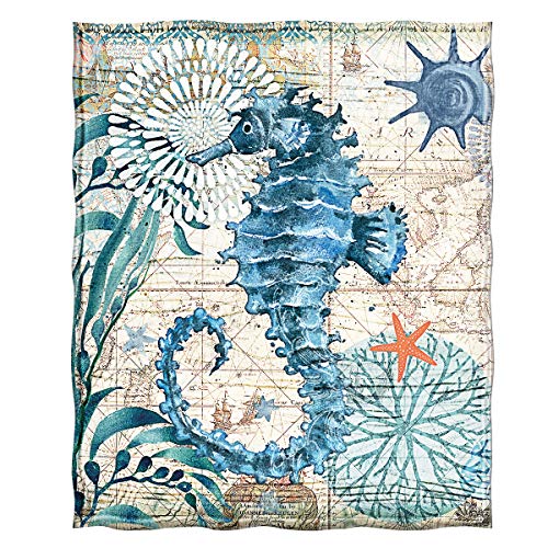 Levens Seahorse Throw Blanket Soft Ocean Animal Print Blanket for Couch Bed Chair Office Sofa 50"x60"