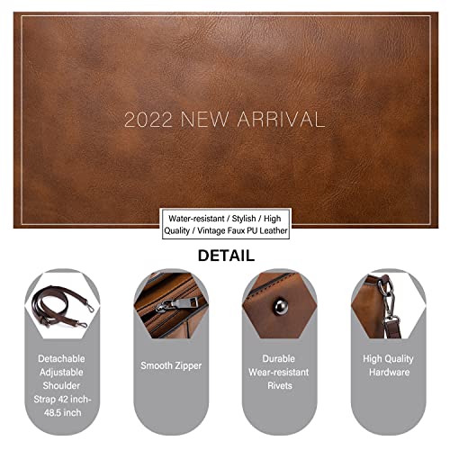 LOVEVOOK Large Shoulder Bag Purses for Women PU Leather Purse Work Bags with Multi-Pockets Vintage Tote Handbags Satchel Hobo Bag, Brown