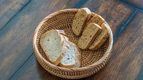 WhimMarket Handwoven All Natural Rattan Baskets, Made by Vietnamese Artisans (Circle Basket 7.5" Diameter 2" Height)