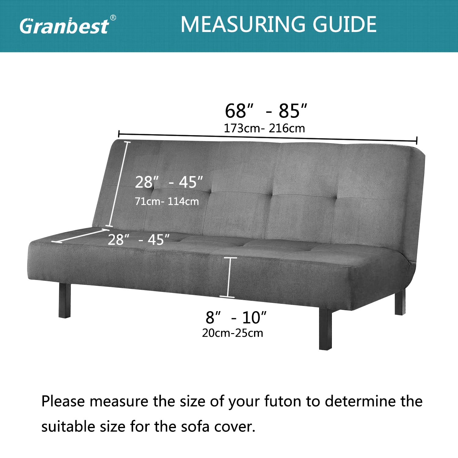 Granbest Water Repellent Futon Cover High Stretch Armless Sofa Covers Foldable Sofa Bed Covers Jacquard Futon Slipcover Waterproof Furniture Protector for Kids, Pets (Futon, Navy Blue)