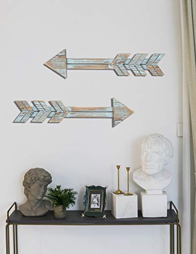 YXMYH Arrow Decor, Blue Wood Arrow Sign Wall Decor - Decorative Farmhouse Home Wall Hanging Decor, 2 Pack
