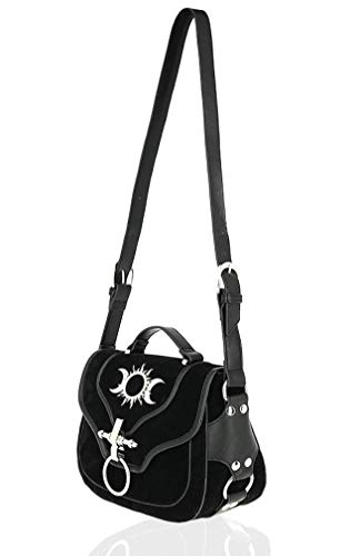 Restyle Triple Goddess Pagan Bag Moon Phases Gothic Wicca Vegan Suede Handbag