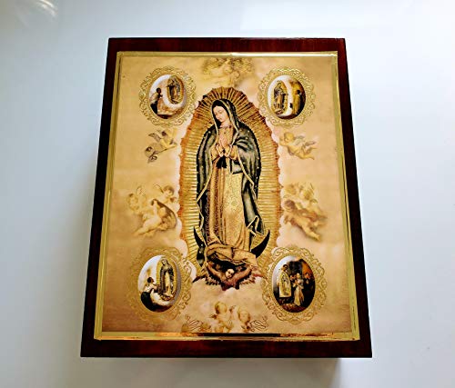 Vela para Bautizo con Caja de Madera con 12 Organzas de Recuerdos con Rosarios Biblia en Espanol