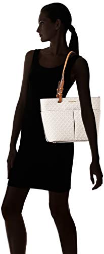 Michael Kors Bedford Medium Top Zip Pocket Tote Vanilla/Acorn One Size