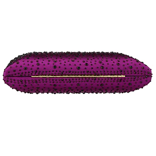 Vistatroy Women's Evening Bag Sparkling Rhinestone Wedding Evening Party Clutch Handbag Purse Chain Shoulder Crossbody Bag (Dark purple)