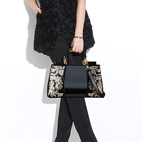 Nevenka Evening Handbags For Women Patent Leather Designer Purse Suitable for Shopping Party Daily Use(Black)
