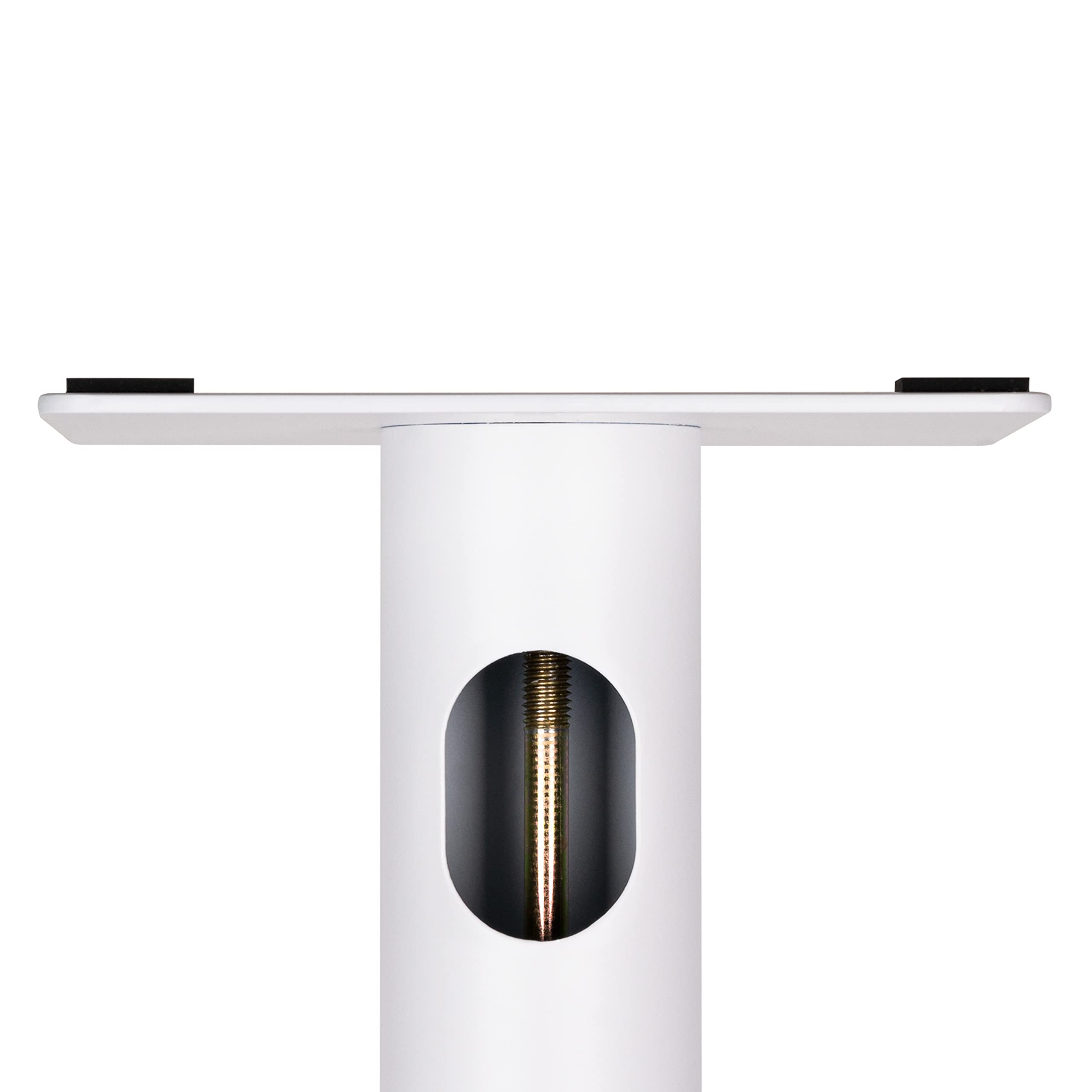 Fluance Floor Speaker Stands for Surround Sound and Bookshelf Speakers with Solid Construction, Adjustable Floor Spikes, Rubber Isolation Feet, Cable Management, Square Base - Matte White/Pair SS05SWH