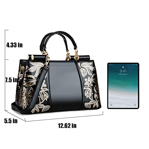 Nevenka Evening Handbags For Women Patent Leather Designer Purse Suitable for Shopping Party Daily Use(Black)
