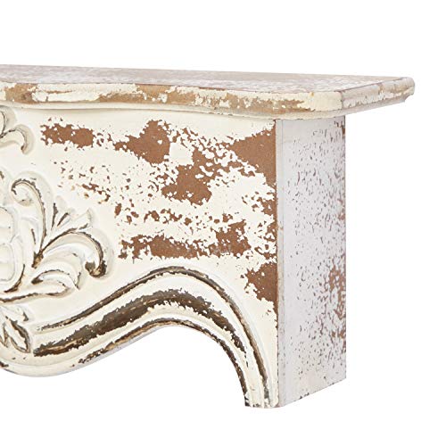 Deco 79 Wood Scroll 1 Shelf Wall Shelf, 28" x 6" x 9", Brown