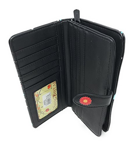Shag Wear Llama Large Wallet for Women Black 7"