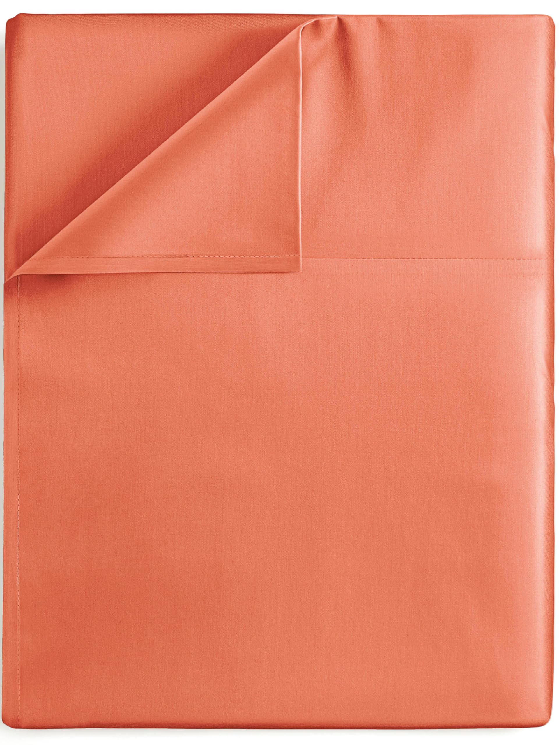 Twin Size Flat Bed Sheet - Hotel Luxury Single Flat Sheet Only - Wrinkle Free and Fade Resistant Flat Sheet - Extra Soft, Comfy and Breathable Flat Sheet for Women and Men - Coral Top Flat Sheet Only