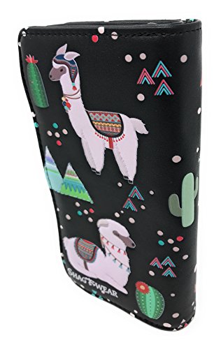 Shag Wear Llama Large Wallet for Women Black 7"