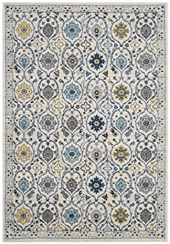 SAFAVIEH Evoke Collection 5'1" x 7'6" Ivory/Blue EVK210C Non-Shedding Living Room Bedroom Area Rug