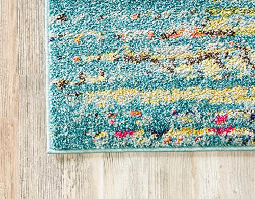 Unique Loom Vita Collection Over-Dyed Southwestern Tribal Vintage Area Rug, Rectangular 5' 0" x 8' 0", Turquoise/Yellow