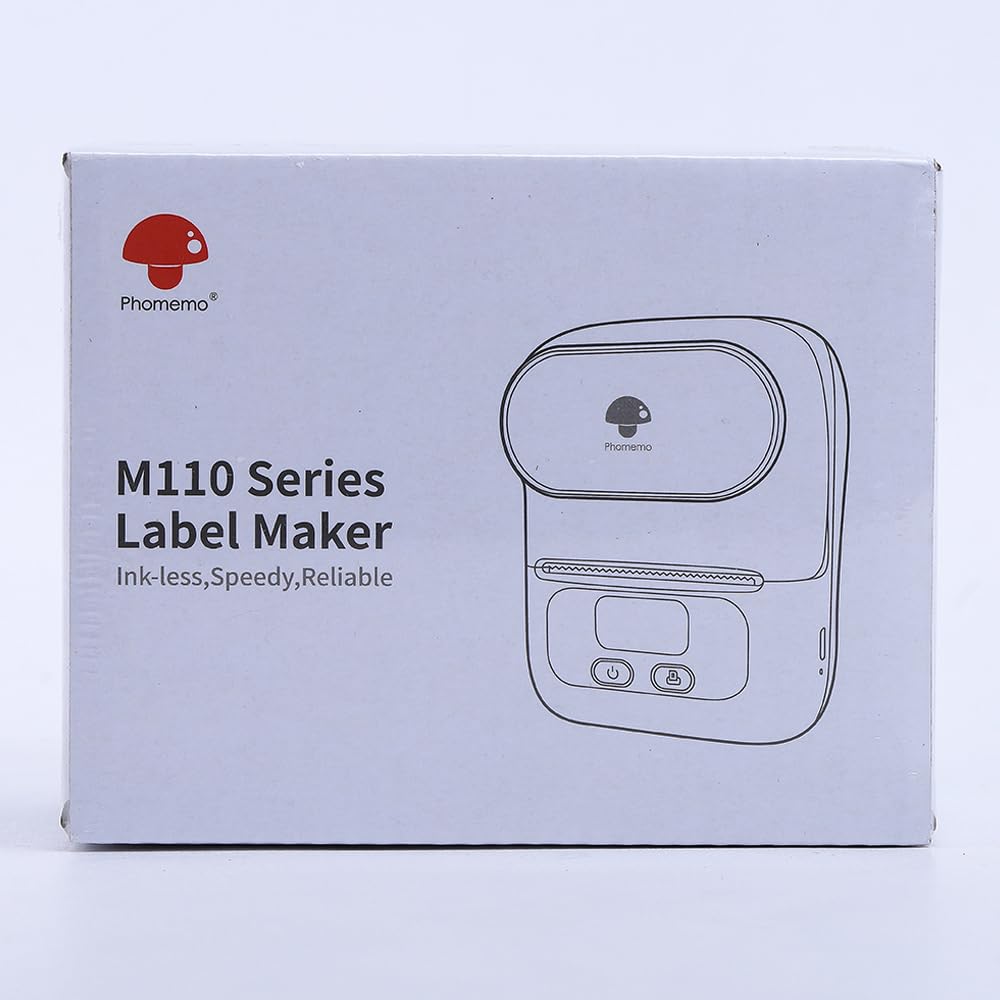 Phomemo M110 Label Makers - Portable Bluetooth Thermal Label Maker Printer for Barcode, Clothing, Jewelry, Retail, Mailing, Compatible with Android & iOS System, with 1pack 40×30mm Label, Black