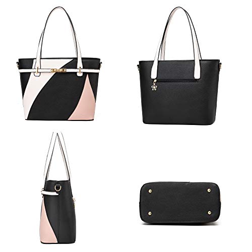 Nevenka Top Handle Handbags for Ladies PU Leather Tote Purse Women Crossbody Shoulder Bags (Light pink)