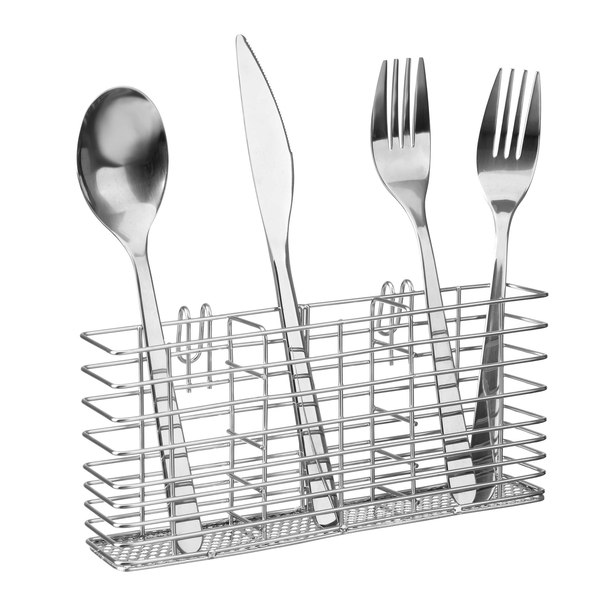 iPEGTOP Cutlery Utensil Silverware Drying Rack Chopsticks Basket Holder with Hooks - Flatware Storage Solution for Kitchen Dish Drainer Dish Drying Rack, Rust Proof