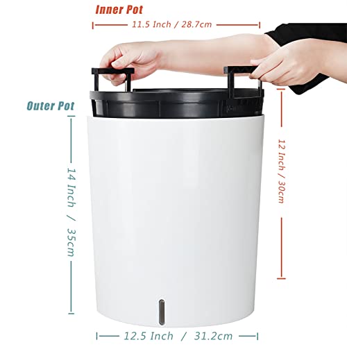 SAROSORA Large Round Self Watering Planter Pot 12.5'' for Home Garden Patio Tall Tree