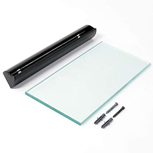 Deco Window 36" X 9" Tempered Glass Shelf for Wall Floating Shelves 8mm Thick Bathroom Storage Organizer with Concealed Mount (Black)