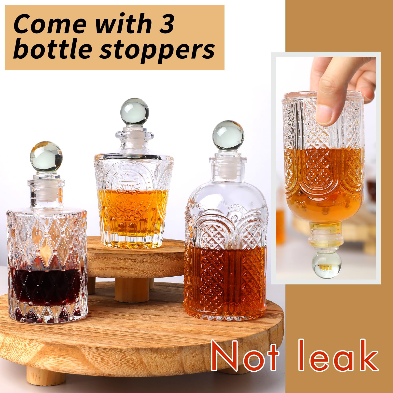 INFTYLE Syrup Bottle Set of 3 - Syrup Dispenser with Leak-Proof Lids Pour Spout Ideal for Coffee Syrups,Honey,Condiments,Olive Oil