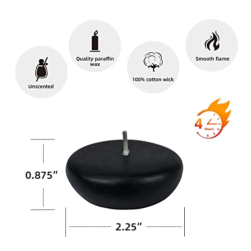 Zest Candle 24-Piece Floating Candles, 2.25-Inch, Black