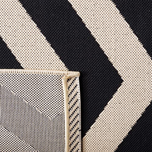 SAFAVIEH Courtyard Collection 5'3" x 7'7" Black/Beige CY6245 Indoor/ Outdoor--Waterproof Easy--Cleaning Patio Backyard Mudroom Area--Rug