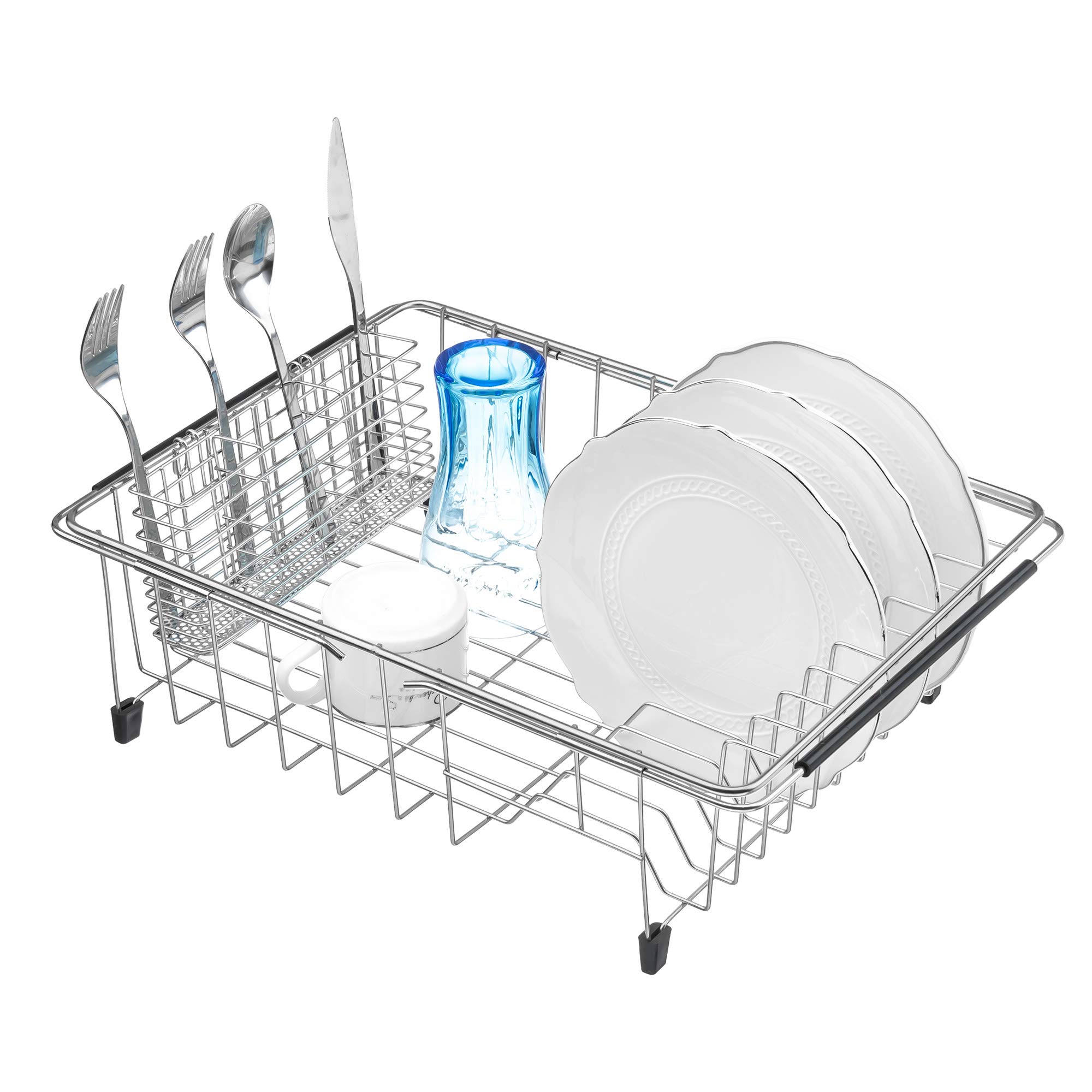 iPEGTOP Cutlery Utensil Silverware Drying Rack Chopsticks Basket Holder with Hooks - Flatware Storage Solution for Kitchen Dish Drainer Dish Drying Rack, Rust Proof