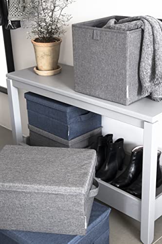 Bigso Soft Multi Purpose Foldable Cube Storage Box | Collapsible Fabric Storage Cube for Storage on Shelves | Polyester Fabric Foldable Storage Cube Organizer for Closets | 12.4’’x12.4’’x12.4’’ | Grey
