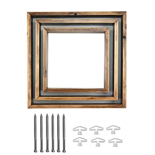 WELLAND Floating Wall Shelves Cube Displaying Shelf, Set of 3, 6 inch,8 inch and 10 inch, Walnut Finish