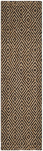 SAFAVIEH Natural Fiber Collection 2'3" x 8' Black NF181C Handmade Premium Jute Runner Rug