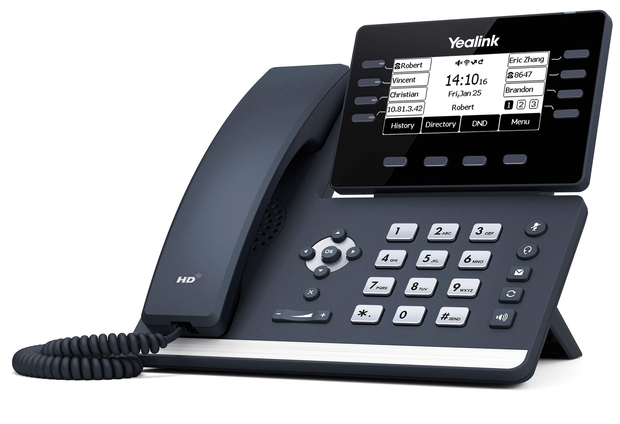 Yealink SIP-T53 IP Phone, 12 VoIP Accounts. 3.7-Inch Graphical Display. USB 2.0, Dual-Port Gigabit Ethernet, 802.3af PoE, Power Adapter Not Included