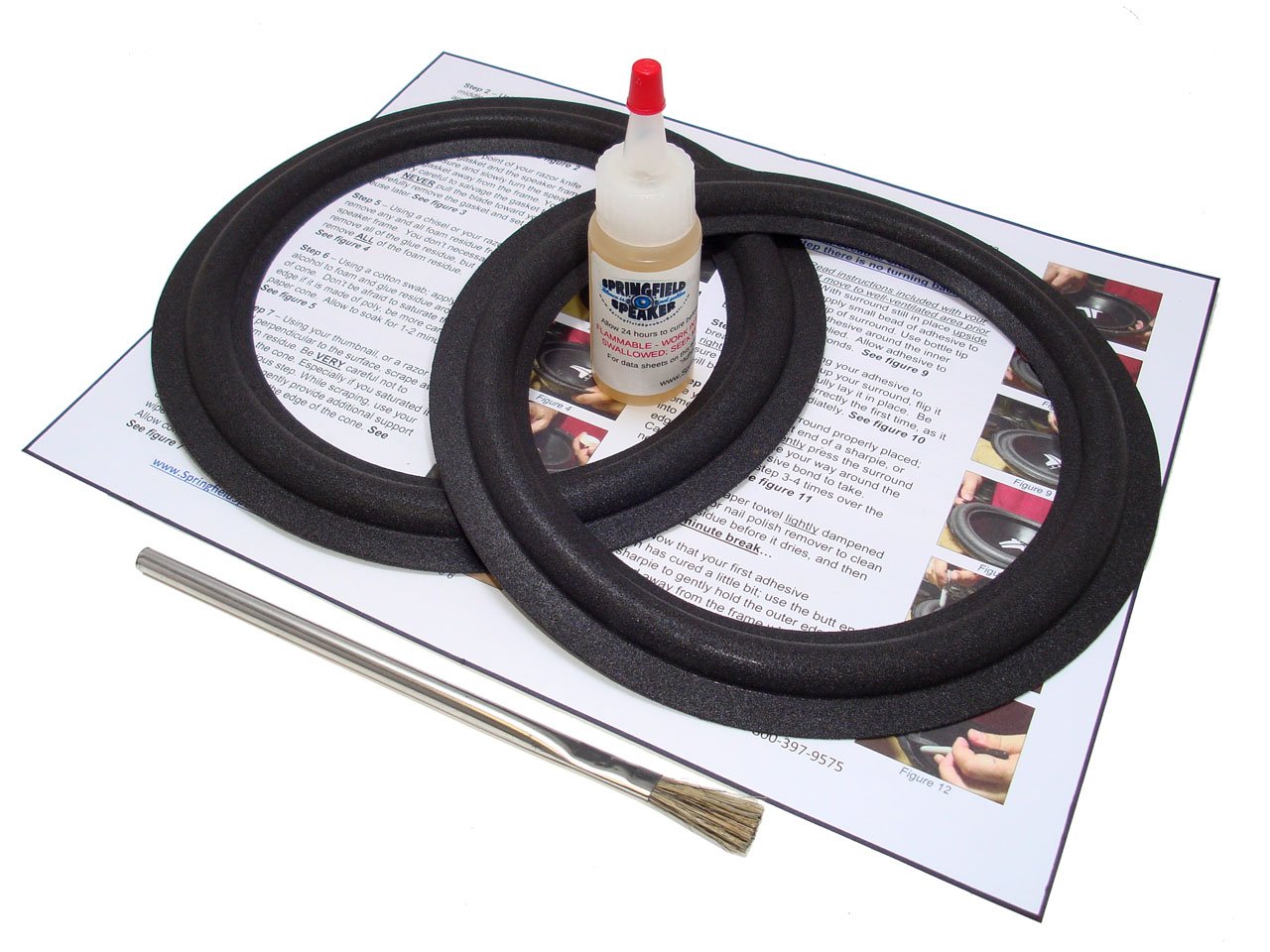 KEF 8" Speaker Foam Surround Edge Repair Kit - 2 Speaker Kit - Compatible with KEF 104, 104-2, 104/2, 104 2, 105-3, 105/3, 105 3, B200, B 200, SP1236, SP 1236, Many More