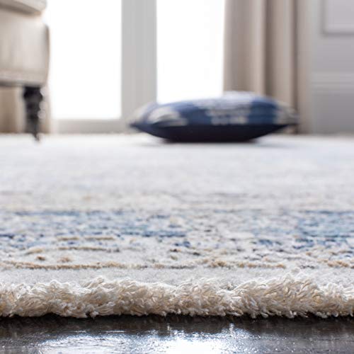 SAFAVIEH Dream Collection 2'6" x 4' Grey/Blue DRM410K Vintage Oriental Distressed Premium Viscose Accent Rug