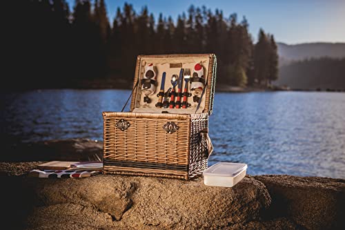 PICNIC TIME Yellowstone Picnic Baskets, Moka Collection - Brown with Beige & Red Accents, One Size