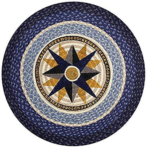 Earth Rugs Round Rug, 27", Dark Blue/Light Blue/Crème,66-350C