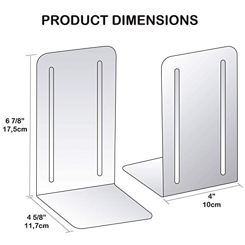 Acrimet Metal Bookends Design Series (Heavy Duty) (White Bookend with Gold Design) (1 Pair Pack)