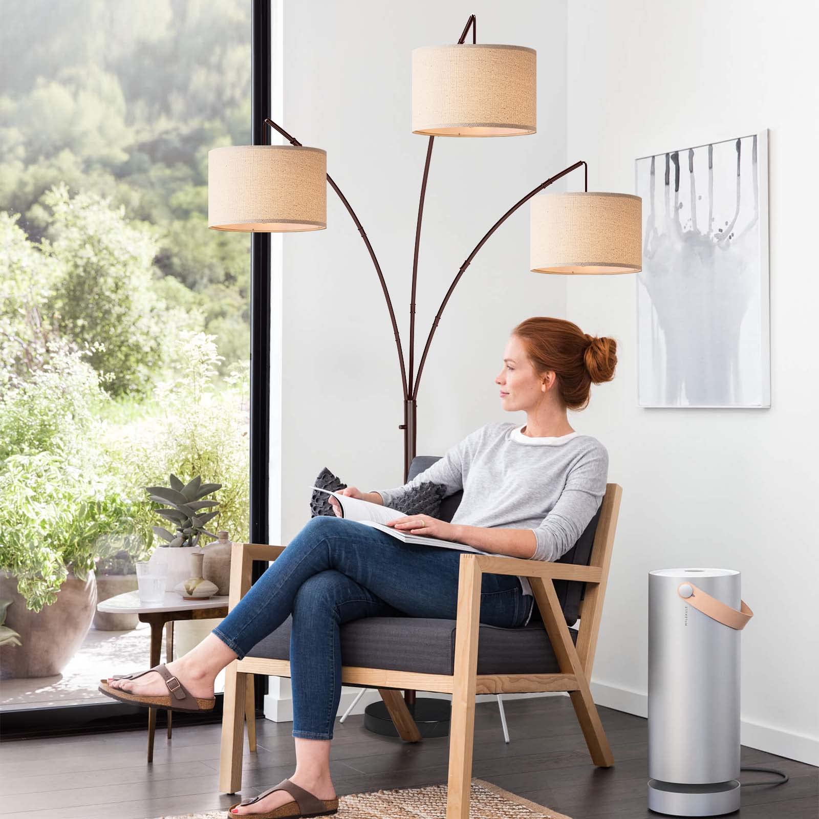 PARTPHONER Arc Floor Lamps for Living Room, Modern Floor Lamp Tall Standing Lamps, Multi-Arm Trilage Arched Floor Lamp for Bedroom Lounge Home Office, Oil Rubbed Bronze
