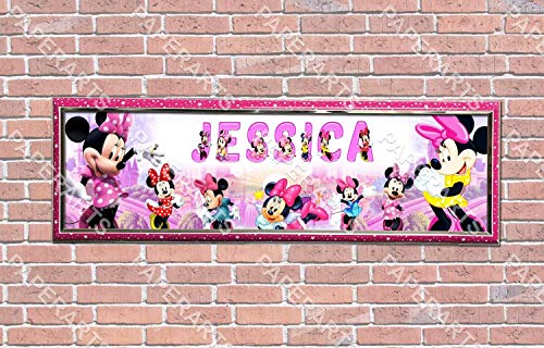 Minnie Mouse #2 - Personalized Birthday Name Poster with Custom Name On it, Border Mat and Frame Options