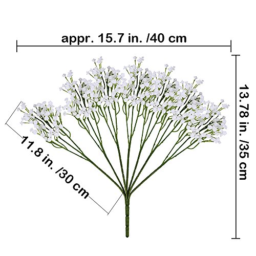 Supla Pack 2 Baby's Breath Artificial 14 Forks,Total of 882 White Blooms Babys Breath Bulk Flower Bush Gypsophila Artificial in White -15.7" Tall for Wedding Wreath Boutonniere Flower Crown