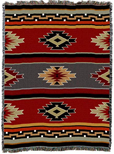 Pure Country Weavers Kaibab Blanket - Southwest Native American Inspired - Gift Tapestry Throw Woven from Cotton - Made in The USA (72x54)
