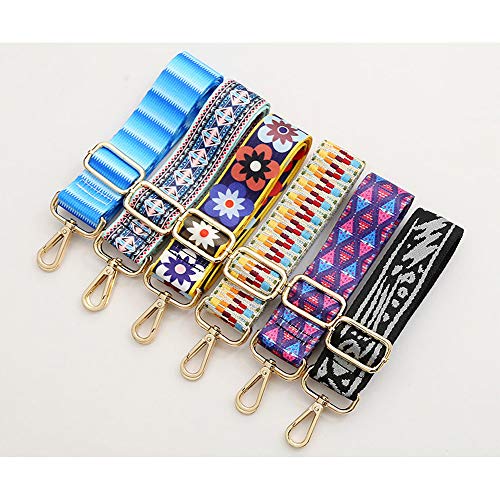 Umily Adjustable Length Handbag Purse Strap Guitar Style Multicolor Canvas Replacement Strap Crossbody Strap, No.16, Medium