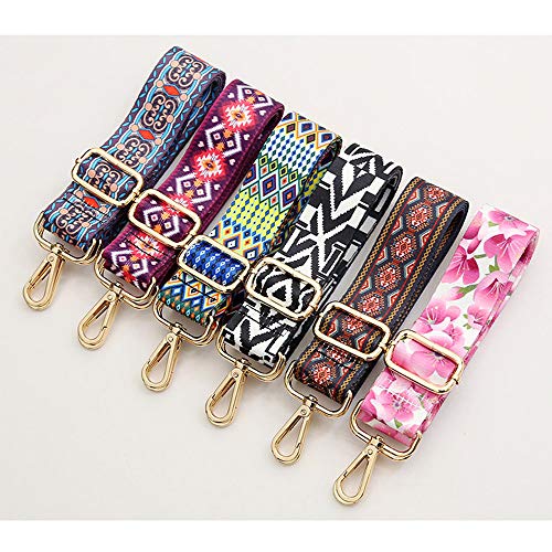 Umily Adjustable Length Handbag Purse Strap Guitar Style Multicolor Canvas Replacement Strap Crossbody Strap, No.16, Medium